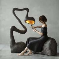 China Artistic Sculptural Lighting Animal Custom FRP Swan Floor Lamp For Interior for sale