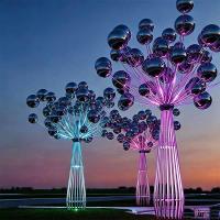 China Mirror Polished Stainless Steel Tree Sculpture Public Art Silver Abstract Sculpture for sale