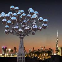 China Mirror Polished Stainless Steel Tree Sculpture Public Art Silver Abstract Sculpture for sale