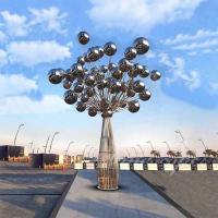 China Mirror Polished Stainless Steel Tree Sculpture Public Art Silver Abstract Sculpture for sale