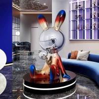 China Iridescent Electroplated Floor Standing Sculptures Metallic Finish Bunny Sculpture for sale