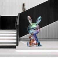 China Iridescent Electroplated Floor Standing Sculptures Metallic Finish Bunny Sculpture for sale