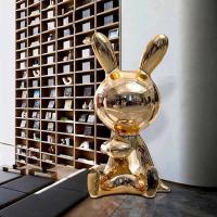 China Iridescent Electroplated Floor Standing Sculptures Metallic Finish Bunny Sculpture for sale