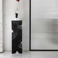 China Carbonized Wood Pedestal Sculpture Custom Decorative Wood Stand Statue for sale