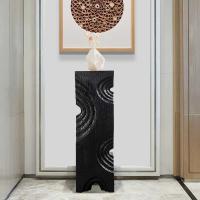 China Carbonized Wood Pedestal Sculpture Custom Decorative Wood Stand Statue for sale