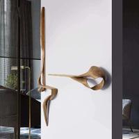 China Curved Wooden Carved Wall Sculpture Painted Custom Bent Wood Wall Art for sale