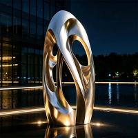 China Satin Large Outdoor Sculptures Custom Iron Floor Standing Garden Ornaments for sale