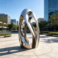 China Satin Large Outdoor Sculptures Custom Iron Floor Standing Garden Ornaments for sale