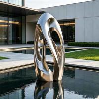 China Satin Large Outdoor Sculptures Custom Iron Floor Standing Garden Ornaments for sale