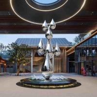 China SS Water Feature Sculptures Water Drop Sculpture Metal Art For Gardens Public Spaces for sale