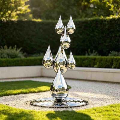 China SS Water Feature Sculptures Water Drop Sculpture Metal Art For Gardens Public Spaces for sale