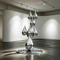 China SS Water Feature Sculptures Water Drop Sculpture Metal Art For Gardens Public Spaces for sale