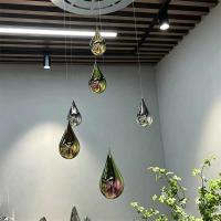 China Stainless Steel Hanging Art Piece Fiberglass Decorative Water Drop Sculpture for sale