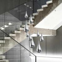 China Stainless Steel Hanging Art Piece Fiberglass Decorative Water Drop Sculpture for sale