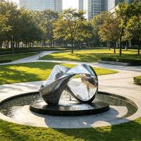 China Abstract Large Metal Garden Art Custom Stainless Steel Water Feature Sculpture for sale