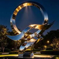 China Art Large Outdoor Sculptures Mirror Polished Buildings Metal Garden Sculptures for sale