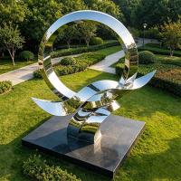 China Art Large Outdoor Sculptures Mirror Polished Buildings Metal Garden Sculptures for sale