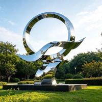 China Art Large Outdoor Sculptures Mirror Polished Buildings Metal Garden Sculptures for sale