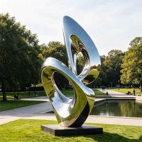 China Mirror Large Outdoor Sculptures Semi Outdoor Landscape Angel Wings Sculpture for sale