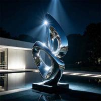 China Mirror Large Outdoor Sculptures Semi Outdoor Landscape Angel Wings Sculpture for sale