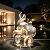 China Metal Fabrication Stainless Steel Sculptures Polished Mirror Laser Cut Sculpture for sale