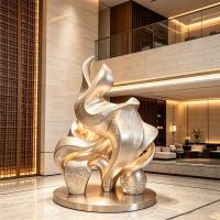 China Metal Fabrication Stainless Steel Sculptures Polished Mirror Laser Cut Sculpture for sale