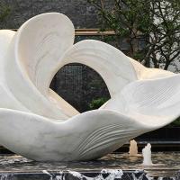 China Abstract Flower Water Feature Sculptures Fiberglass Stainless Steel Garden Sculptures for sale