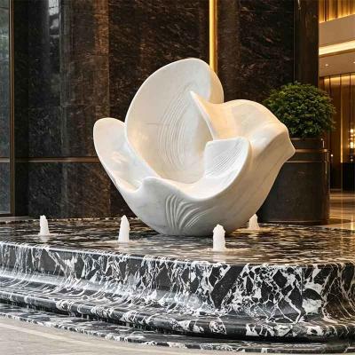 China Abstract Flower Water Feature Sculptures Fiberglass Stainless Steel Garden Sculptures for sale