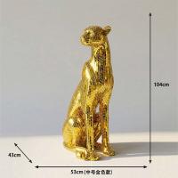 China Handcrafted Gold Leopard Statue Mosaic Artistryfor Decorative Commercial Spaces for sale