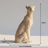 China Handcrafted Gold Leopard Statue Mosaic Artistryfor Decorative Commercial Spaces for sale