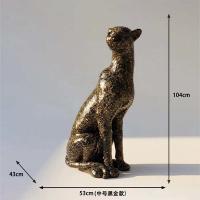 China Handcrafted Gold Leopard Statue Mosaic Artistryfor Decorative Commercial Spaces for sale