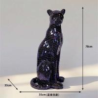 China FRP Mosaic Art Leopard Sculpture Silver Gold 35 × 33 × 78 Cm Interior Decoration for sale