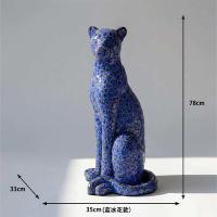 China FRP Mosaic Art Leopard Sculpture Silver Gold 35 × 33 × 78 Cm Interior Decoration for sale