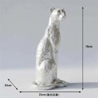 China FRP Mosaic Art Leopard Sculpture Silver Gold 35 × 33 × 78 Cm Interior Decoration for sale