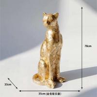 China FRP Mosaic Art Leopard Sculpture Silver Gold 35 × 33 × 78 Cm Interior Decoration for sale