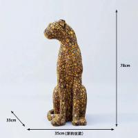 China FRP Mosaic Art Leopard Sculpture Silver Gold 35 × 33 × 78 Cm Interior Decoration for sale