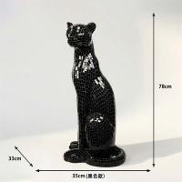 China FRP Mosaic Art Leopard Sculpture Silver Gold 35 × 33 × 78 Cm Interior Decoration for sale