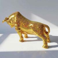 China Large Fiberglass Mosaic Art Bull Sculptur Mosaic Finish 176 × 52 × 99 Cm for sale