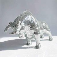 China Large Fiberglass Mosaic Art Bull Sculptur Mosaic Finish 176 × 52 × 99 Cm for sale