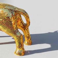 China Large Fiberglass Mosaic Art Bull Sculptur Mosaic Finish 176 × 52 × 99 Cm for sale