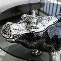 China 102.5cm Art Tables Custom Fiberglass Mosaic Finish Hippopotamus Coffee Table for sale