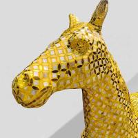 China 232 X 61 X 206cm Horse Sculpture Copper Coin Floor Standing Fiberglass Horse Statue for sale