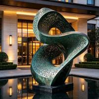 China Public  Modern Garden Sculptures Stainless Steel Statue Laser Cut Hand Forged Sculpture for sale