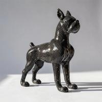 China Custom Mosaic Art Black Dog Sculpture Fiberglass Dog Statue Hand Applied for sale
