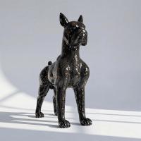 China Custom Mosaic Art Black Dog Sculpture Fiberglass Dog Statue Hand Applied for sale