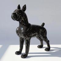 China Custom Mosaic Art Black Dog Sculpture Fiberglass Dog Statue Hand Applied for sale