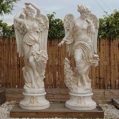 China Classical Angel Sculptures Resin Garden Outdoor Angel Statues Hand Finished Faux Plaster for sale