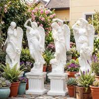 China Classical Angel Sculptures Resin Garden Outdoor Angel Statues Hand Finished Faux Plaster for sale