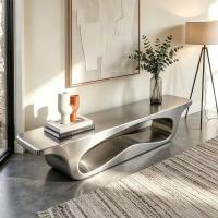 China Modern Stainless Steel Decorative Art Furniture Contemporary Shoe Rack Holder Bench for sale