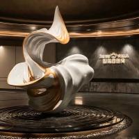 China Indoor Outdoor Abstract Sculpture Custom Fiberglass Stainless Steel Art Sculpture for sale